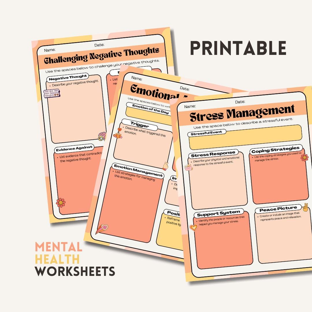 Stress Management Journal Pages Mental Health Printable Thought ...