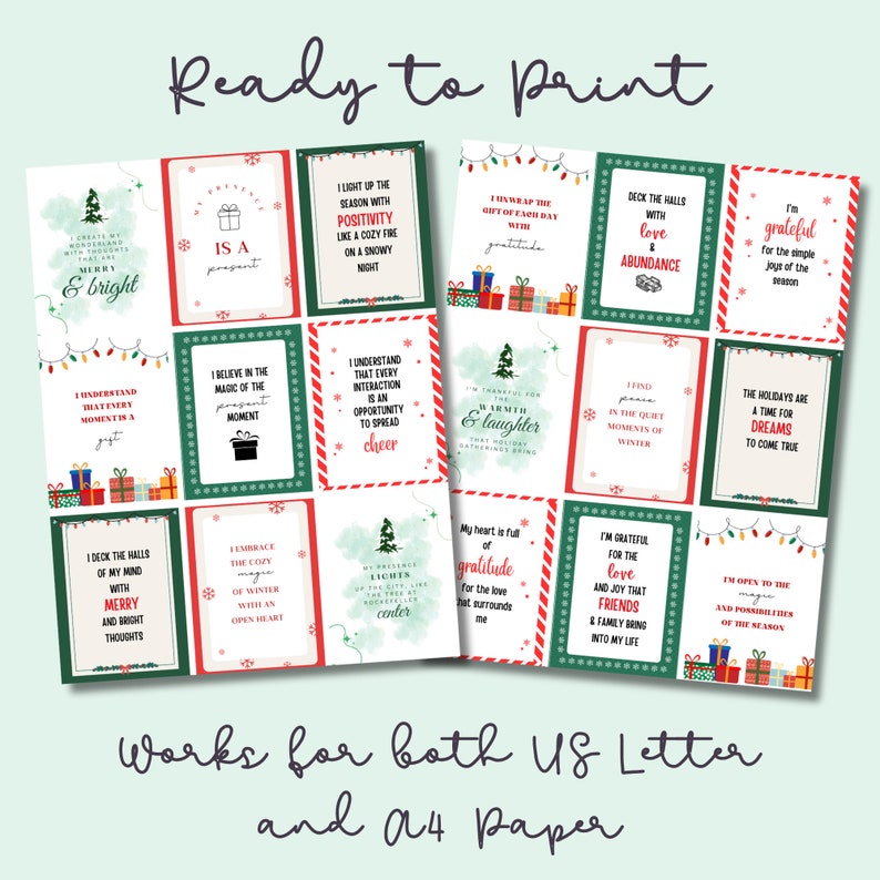 Positive Christmas Holiday Affirmation Cards Printable - Etsy