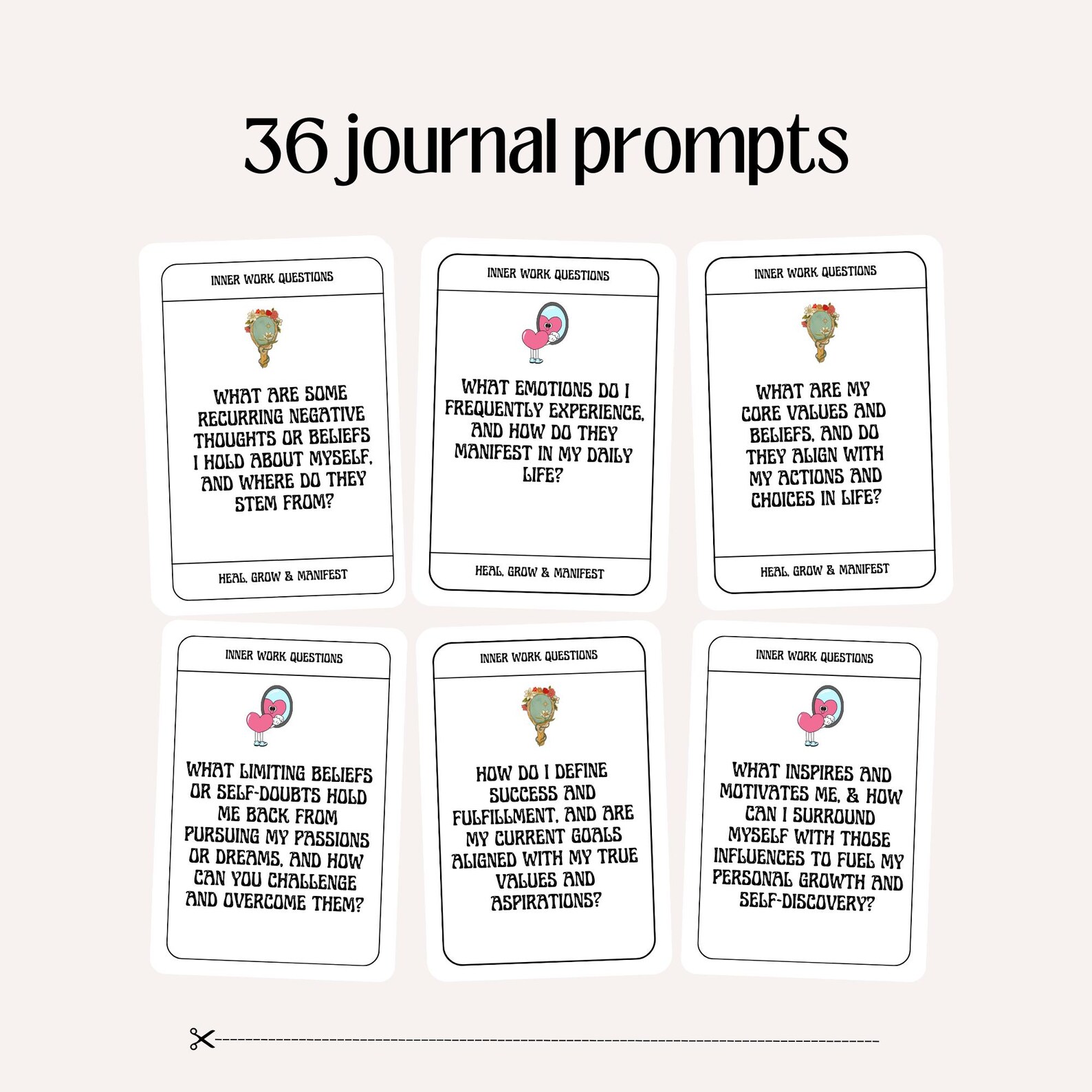 Printable Self-reflection Journal Prompt Cards | Inner Work ...