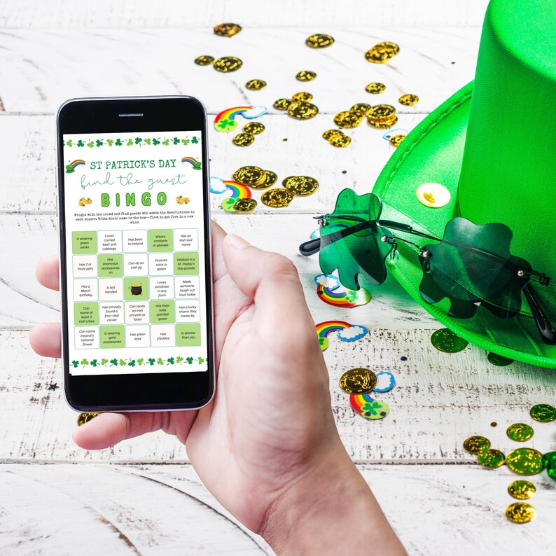 St. Patrick's Day Find the Guest Bingo, Icebreaker Game (PDF) - Etsy