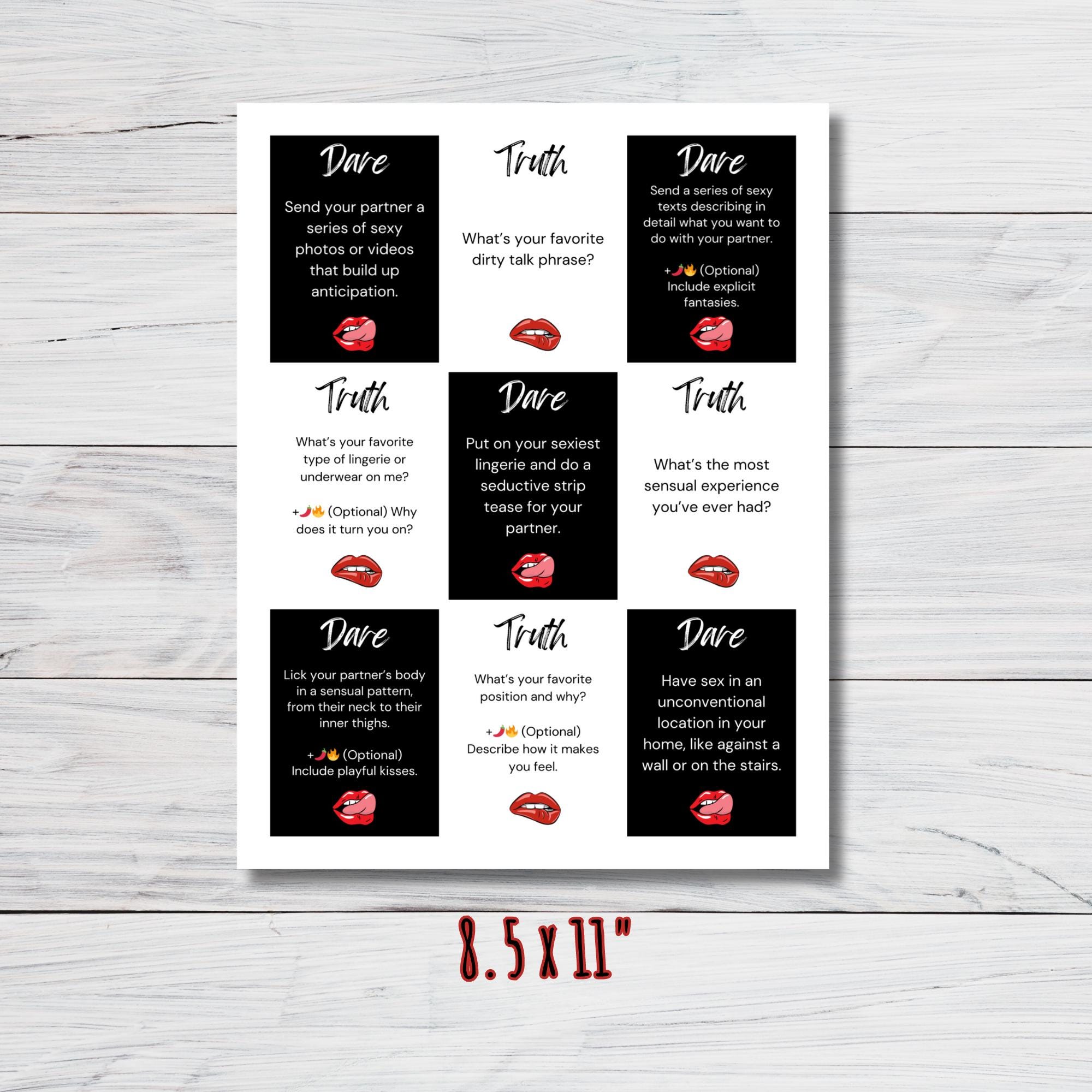 Dirty Adult Game Cards 100 Naughty Truth or Dare Couple Game Sexy ...