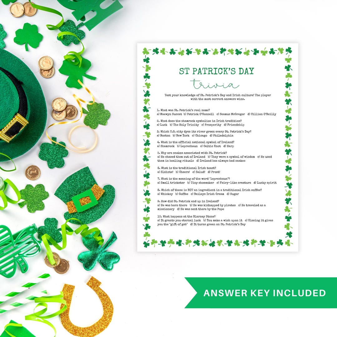 St Patrick's Day Games St Patricks Day Trivia Game Saint Patrick Family ...