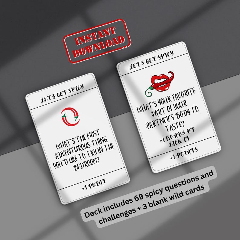 Couples Intimacy Game Cards, Adult Party, Flirty Dares (digital ...