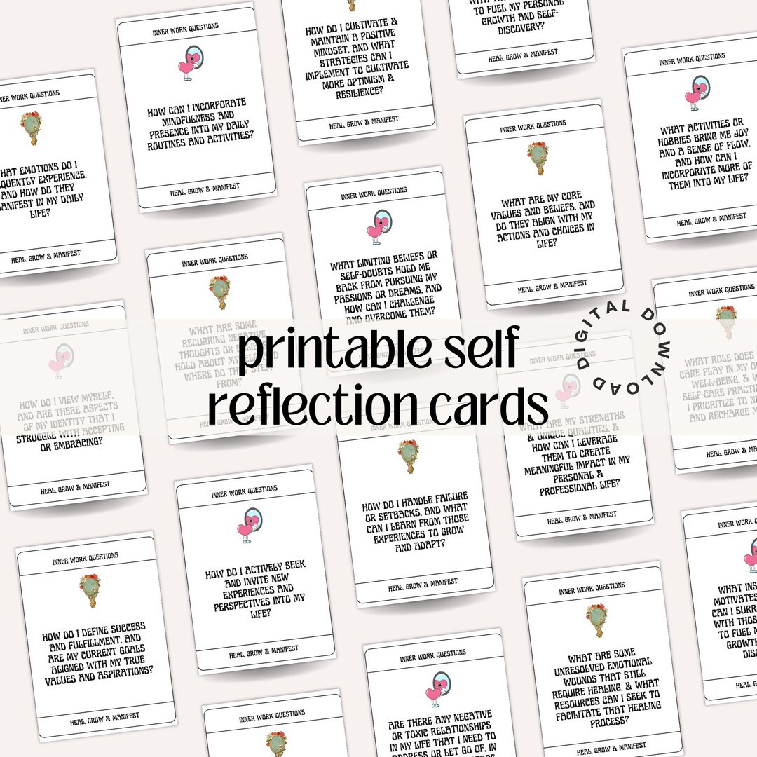 Printable Self-reflection Journal Prompt Cards | Inner Work ...