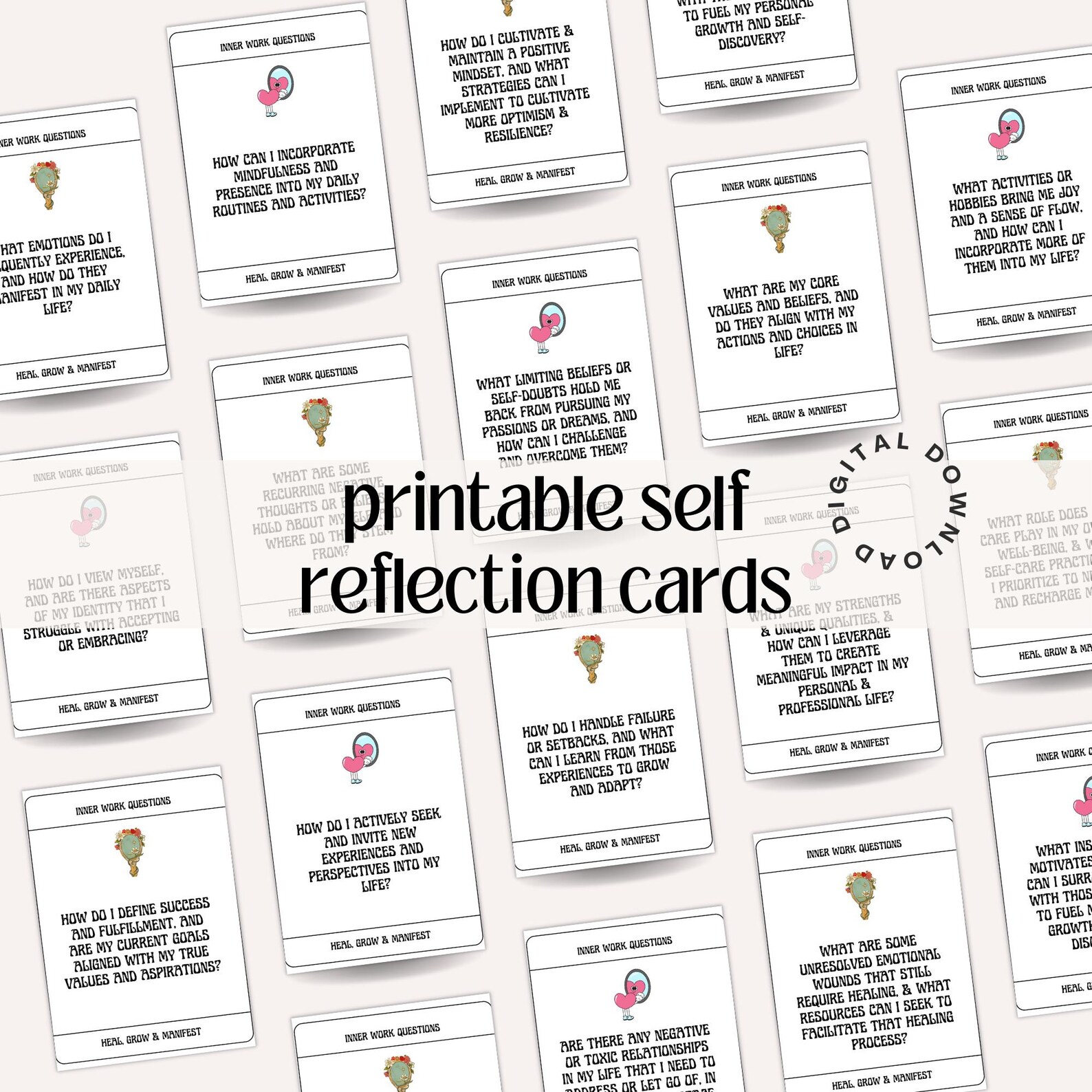 Printable Self-reflection Journal Prompt Cards | Inner Work ...