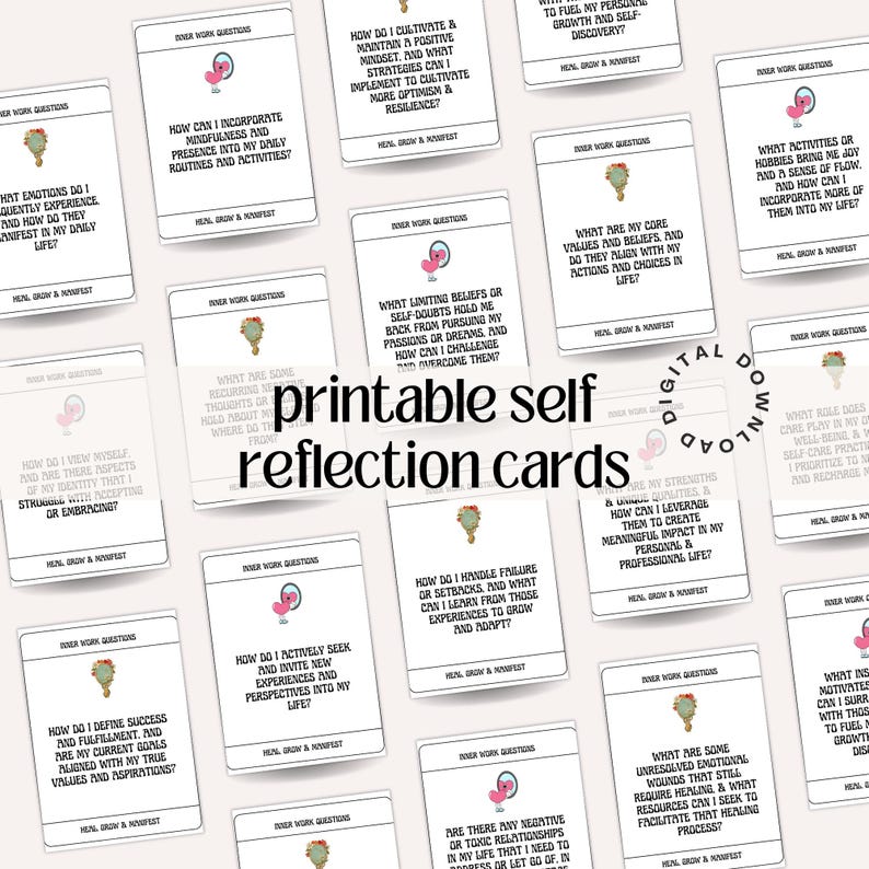 Printable Self-reflection Journal Prompt Cards | Inner Work ...