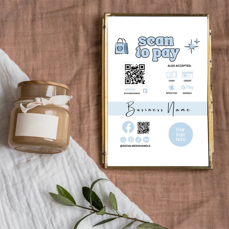 Plantilla editable de letrero con código QR para escanear y pagar ...