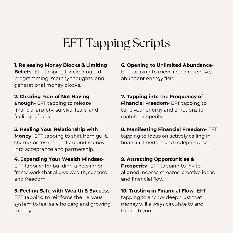EFT Tapping Scripts Bundle, Manifest Abundance (PDF) - Etsy Australia