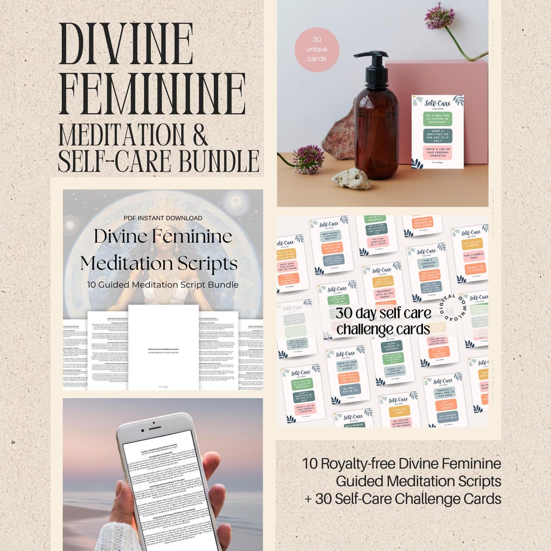 Divine Feminine Meditation & Self-care Bundle, Guided Meditation ...