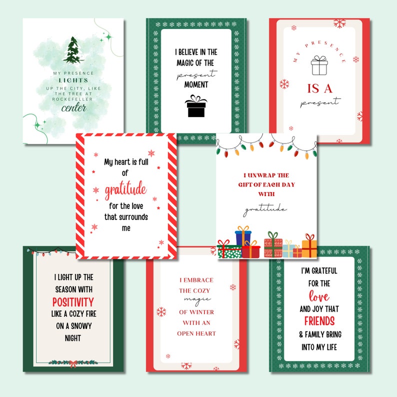 Positive Christmas Holiday Affirmation Cards Printable - Etsy