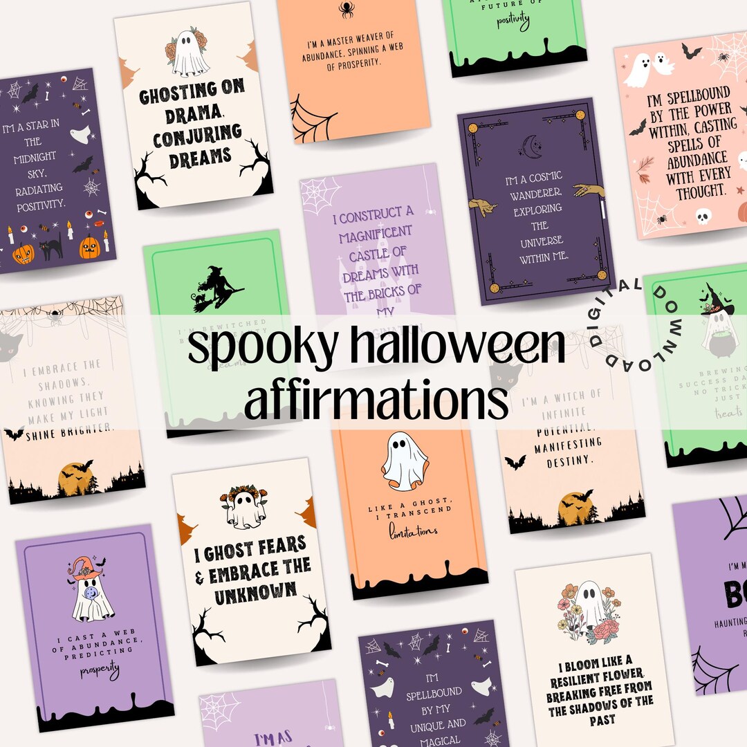 Halloween Spooky Affirmation Cards Printable Digital Download Powerful ...