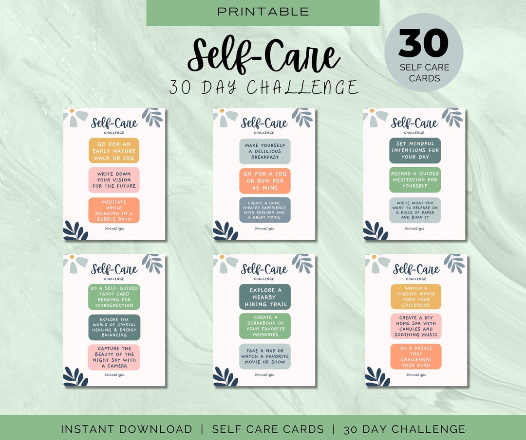 30-day Self-care Challenge Cards Printable Self Care - Etsy