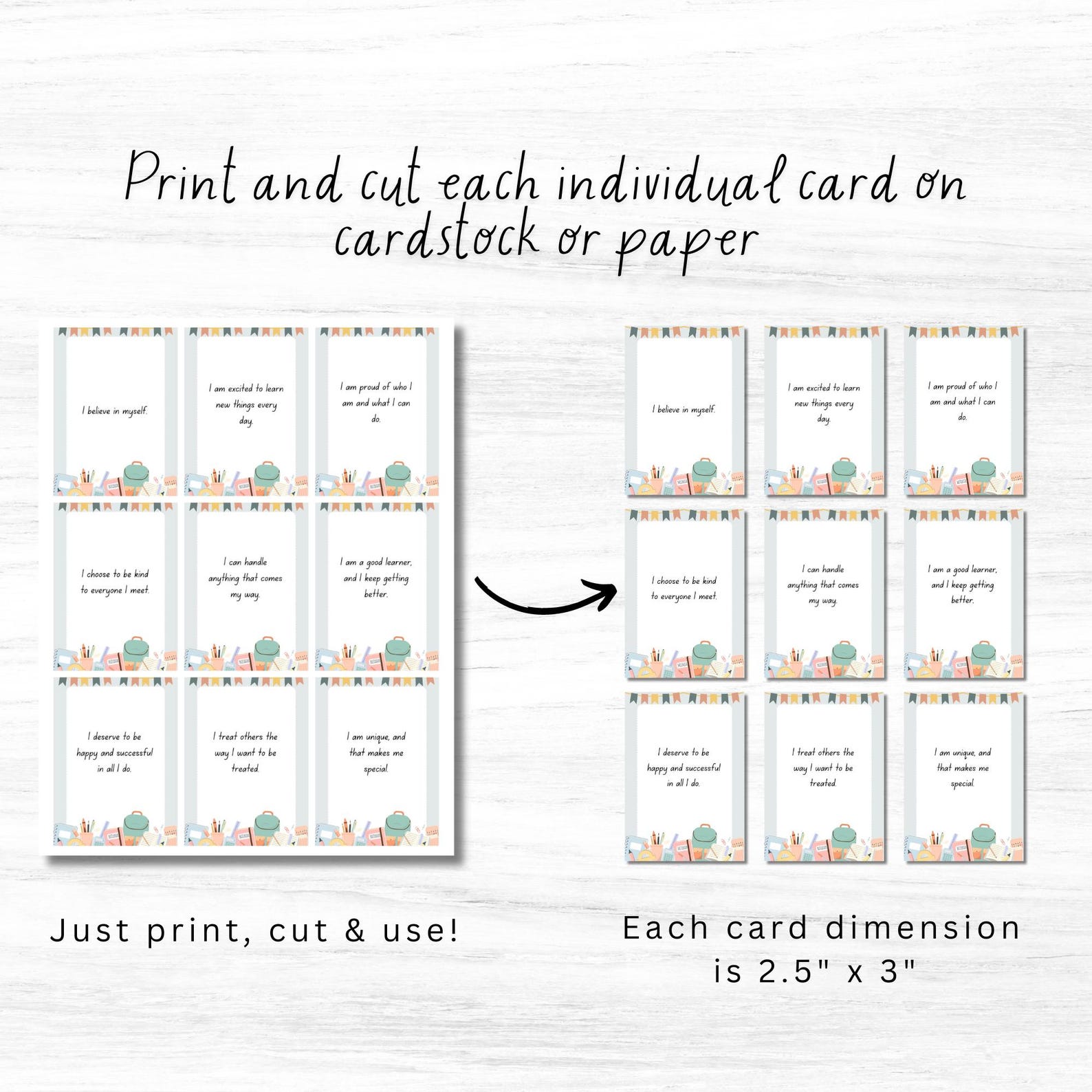 Back to School Printable Affirmations for Kids | Confidence Building ...