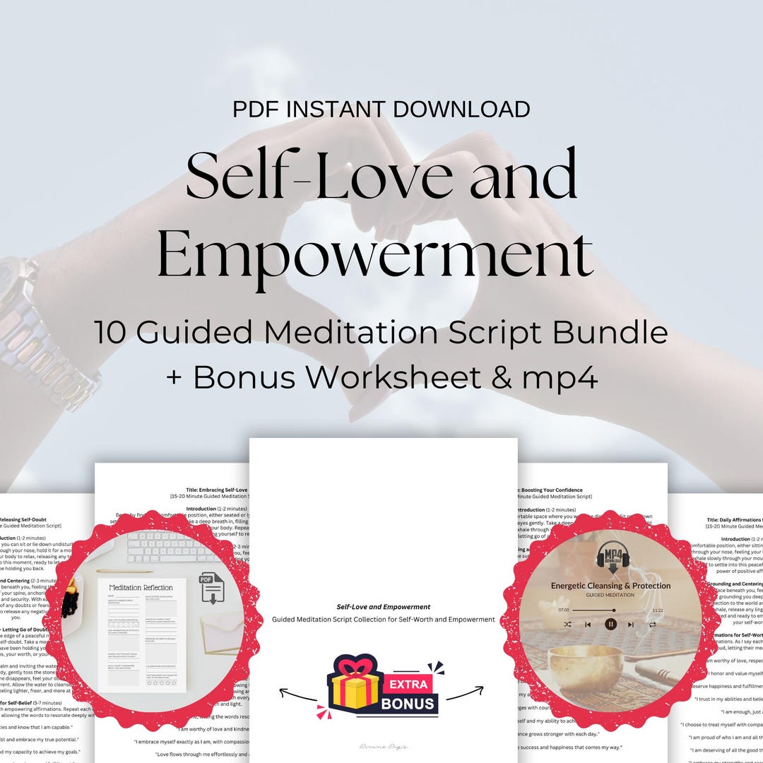 Self-love & Empowerment Meditation Script Bundle + Worksheet + Mp4 ...