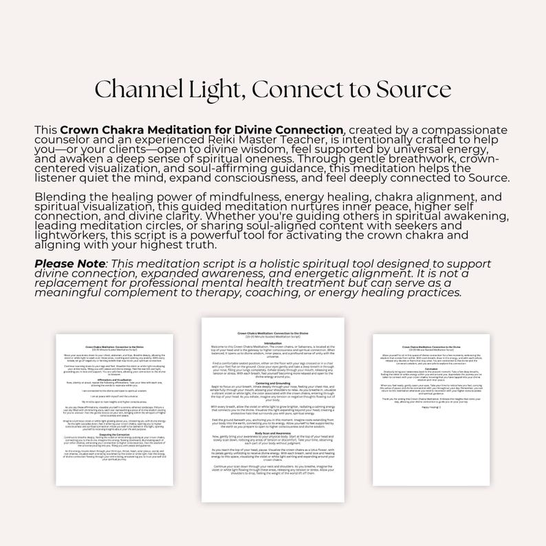 Crown Chakra Healing Meditation Script, Divine Connection (PDF) - Etsy