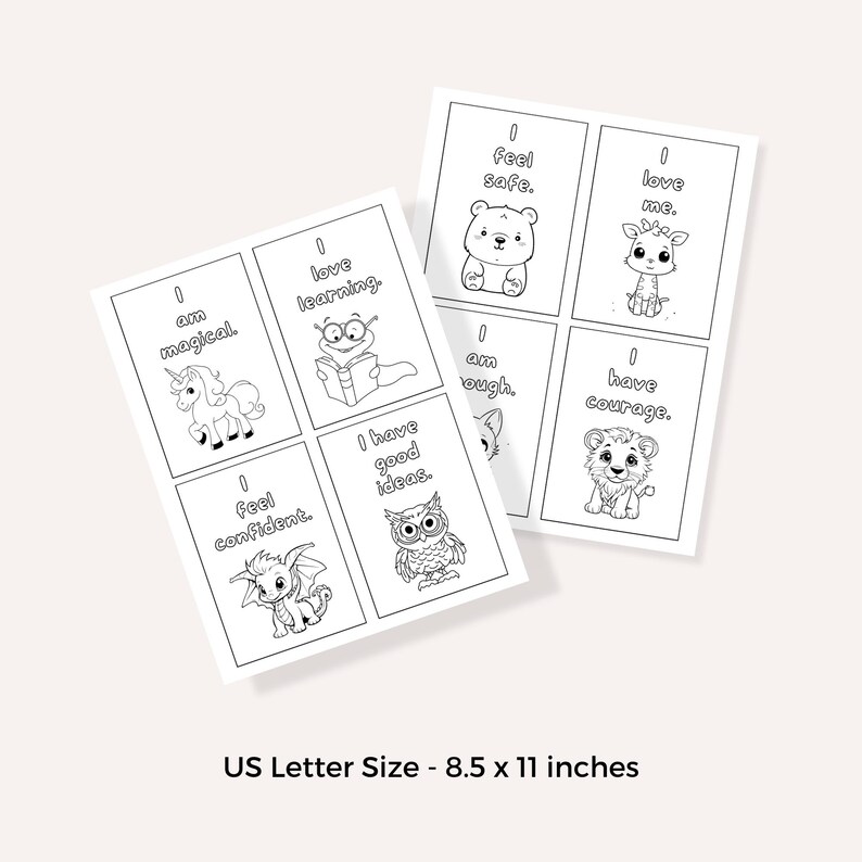 Printable Children's Positive Affirmation Cards Kids Coloring Pages - Etsy