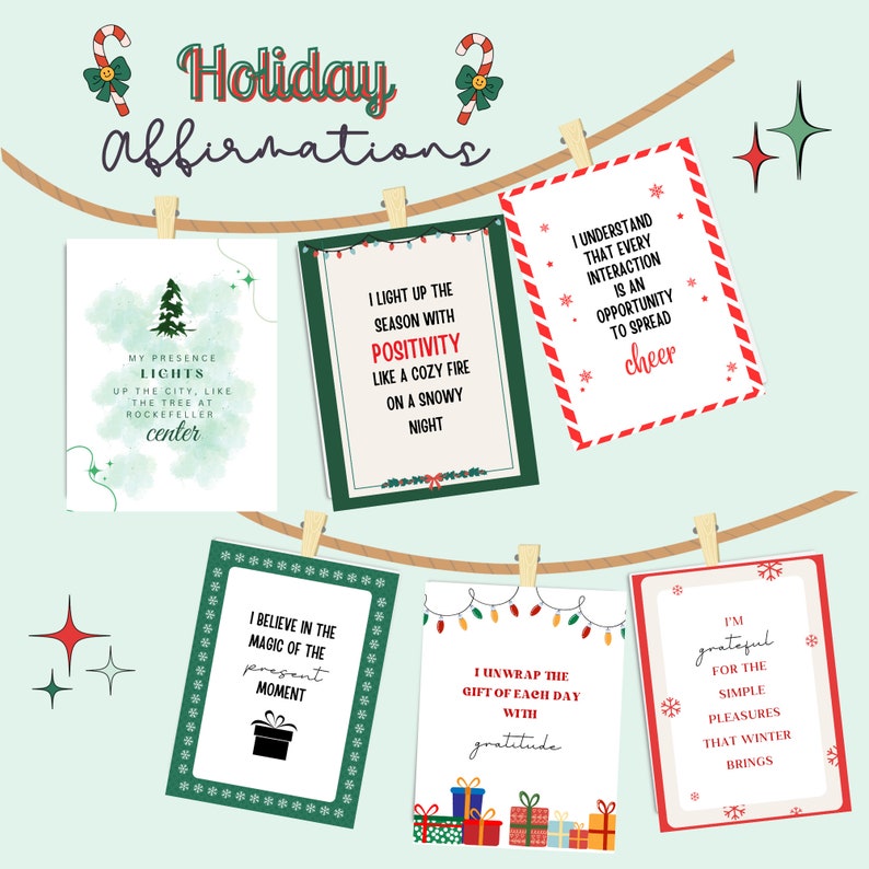 Positive Christmas Holiday Affirmation Cards Printable - Etsy