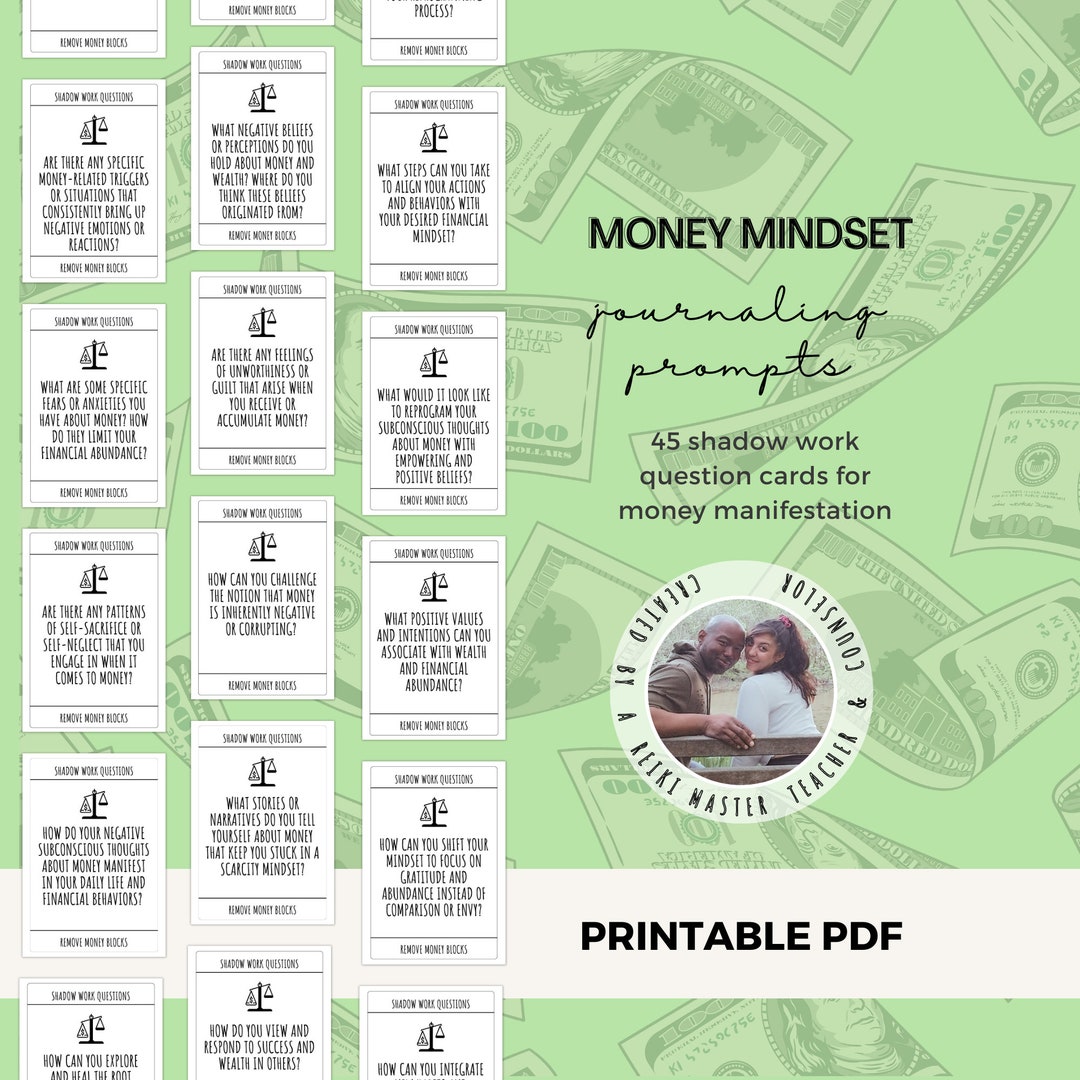 Printable Money Shadow Work Question Cards for Financial Transformation ...