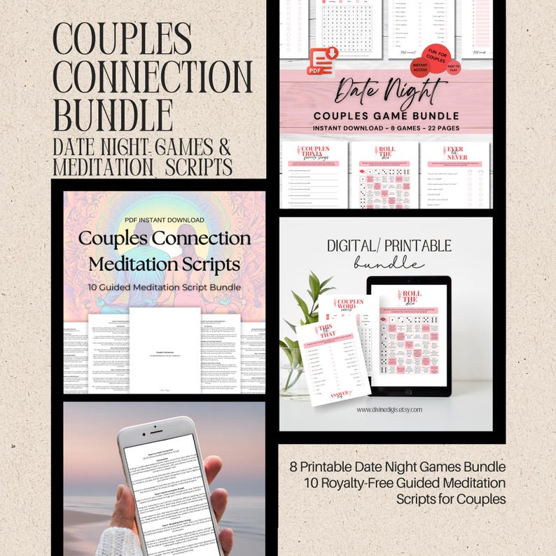 Couples Connection Bundle Printable Date Night Games & Couples ...