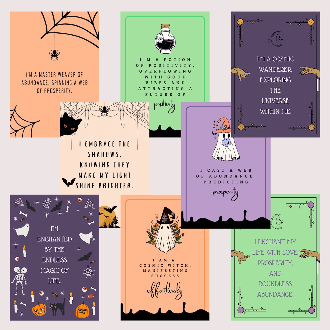 Halloween Spooky Affirmation Cards Digital Download Printable Witchy ...