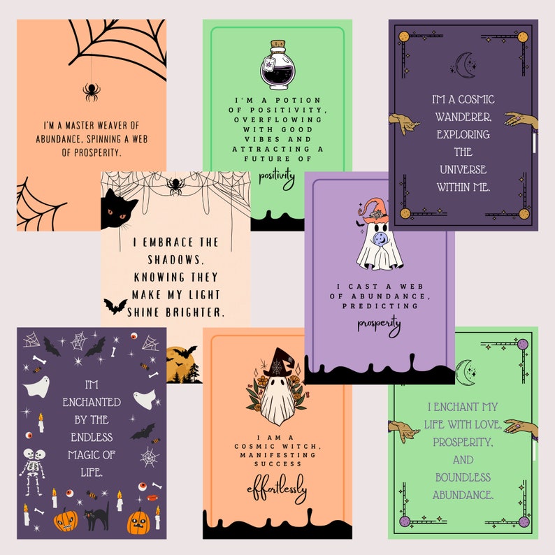 Halloween Spooky Affirmation Cards Printable Digital Download Powerful ...