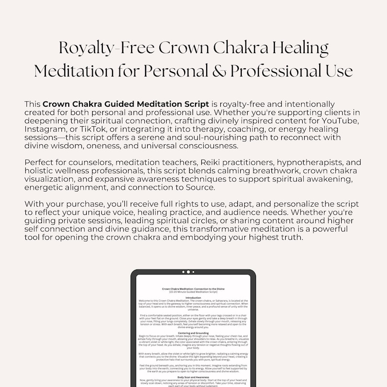 Crown Chakra Healing Meditation Script, Divine Connection (PDF) - Etsy