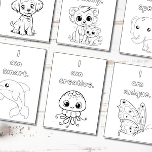 Printable Children's Positive Affirmation Cards Kids Coloring Pages - Etsy