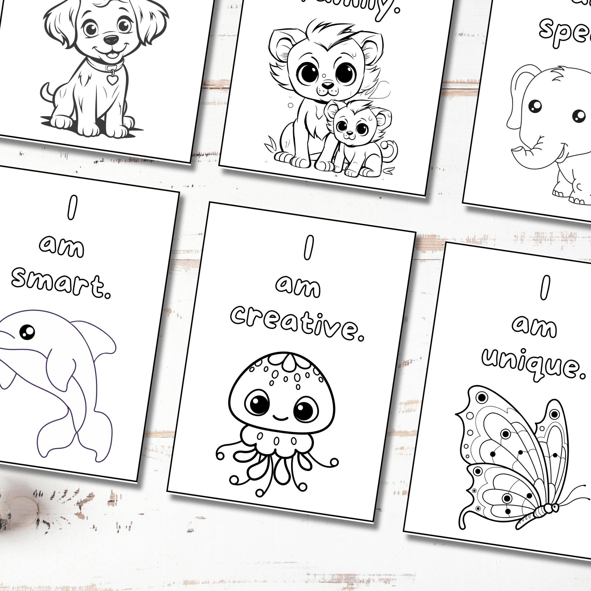 Printable Children's Positive Affirmation Cards Kids Coloring Pages - Etsy