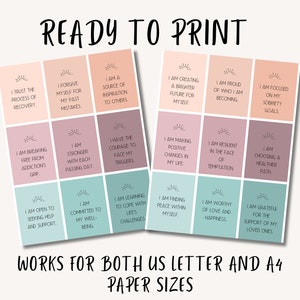 Sobriety Affirmation Cards Printable Affirmation Cards for Addiction ...