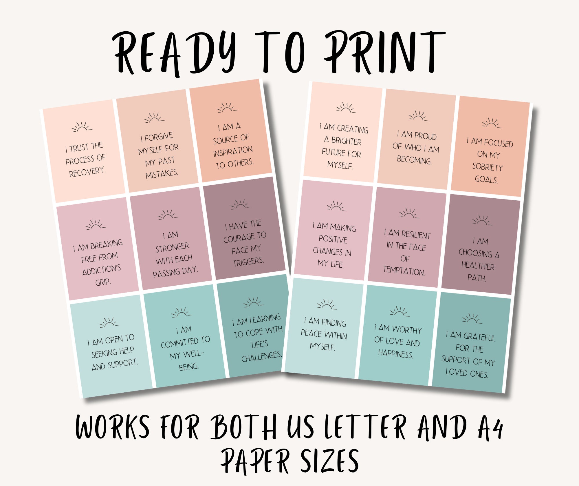 Sobriety Affirmation Cards Printable Affirmation Cards for Addiction ...