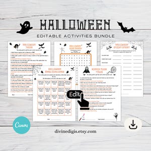 Halloween Games Bundle Editable Halloween Party Games Canva Template ...
