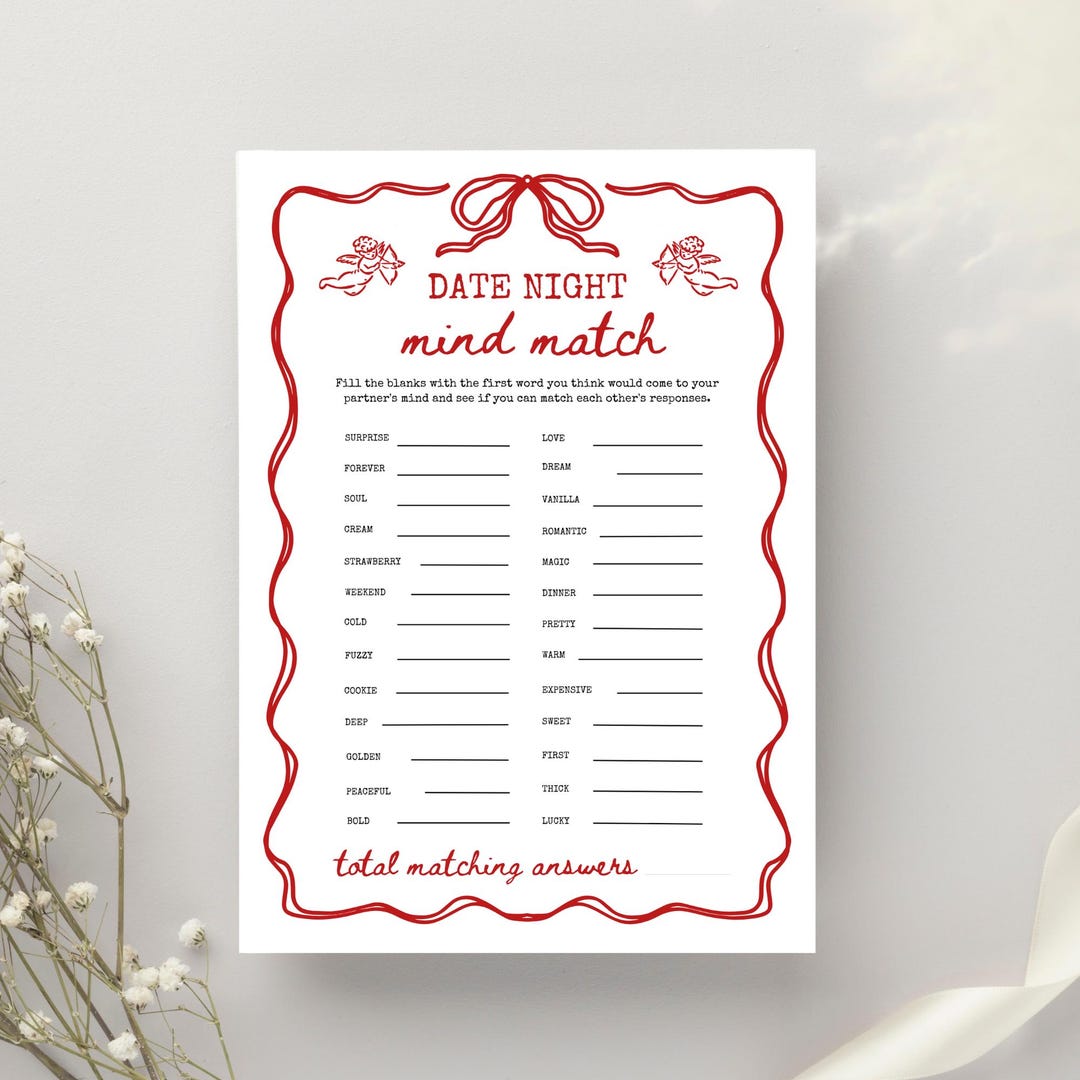 Mind Match Couple Game, Printable Date Night (PDF) - Etsy