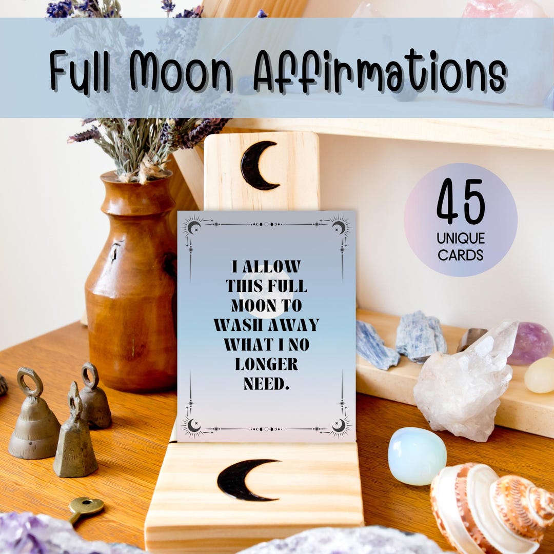 Full Moon Affirmation Cards Printable Manifestation Deck, Moon Ritual ...