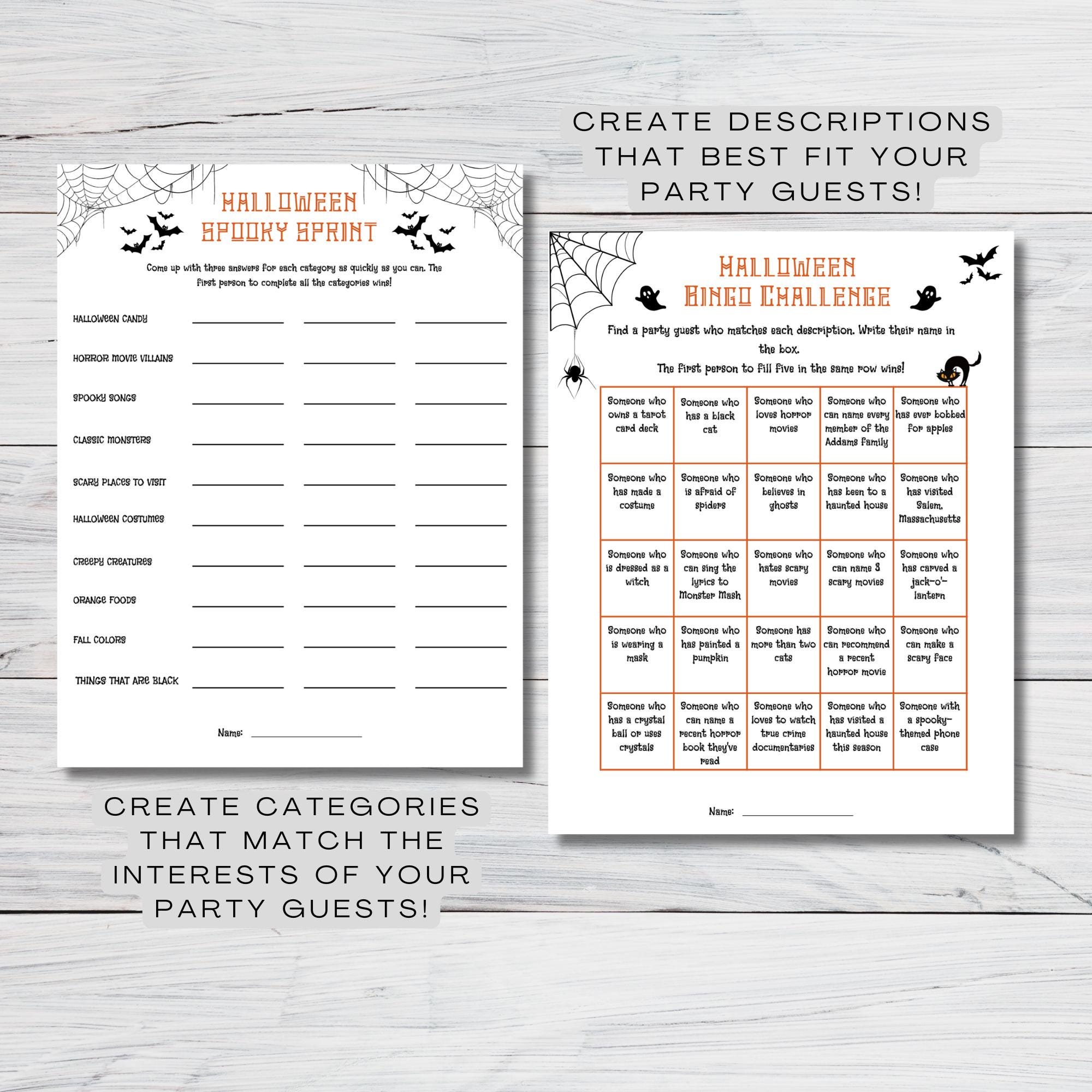 Halloween Games Bundle Editable Halloween Party Games Canva Template ...