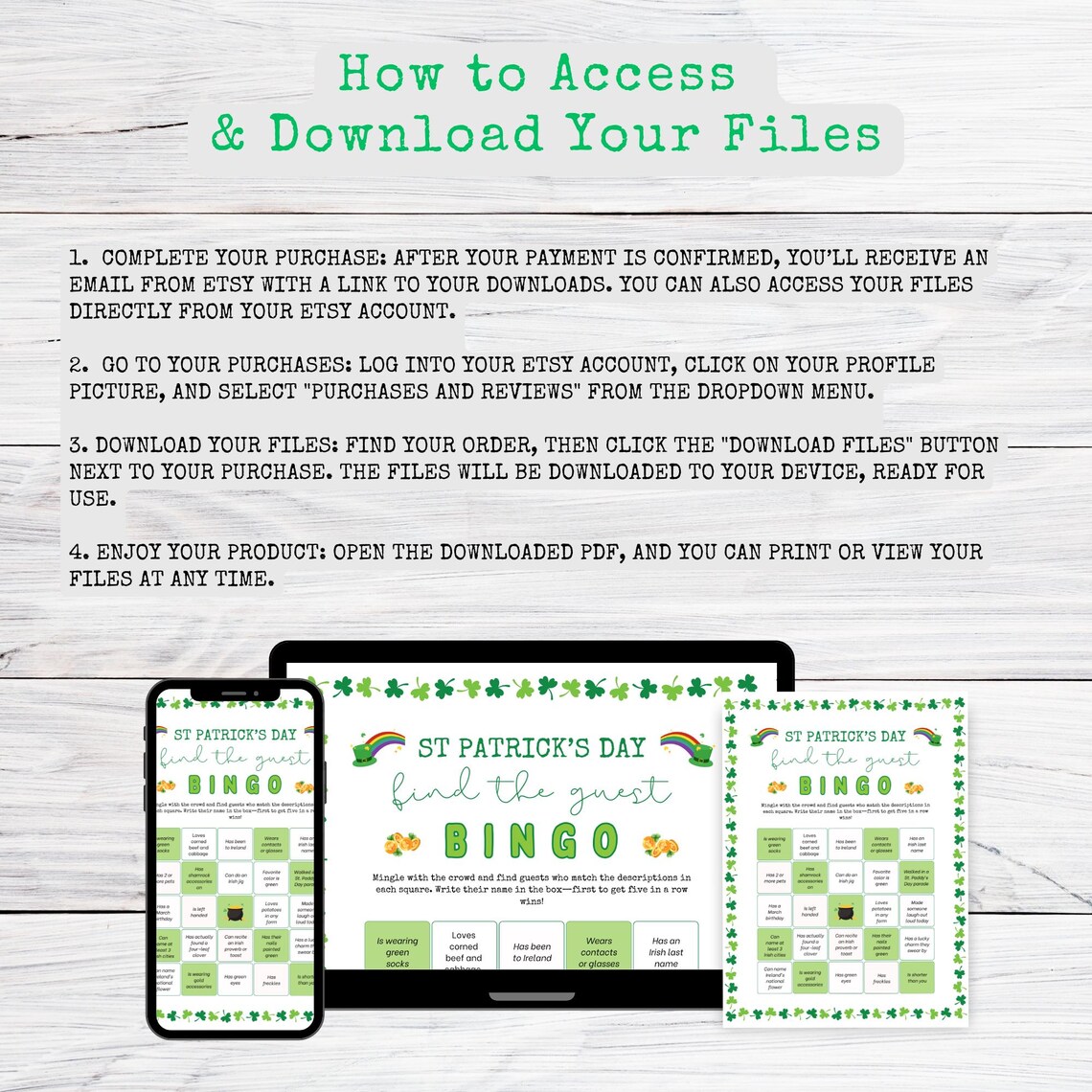 St. Patrick's Day Find the Guest Bingo, Icebreaker Game (PDF) - Etsy