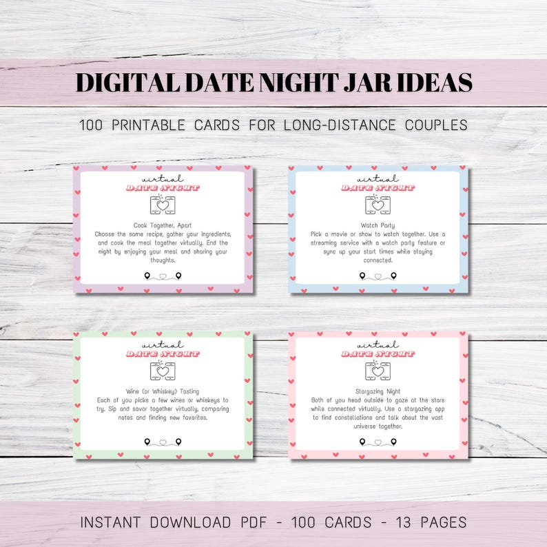 Long Distance Gift Long Distance Date Night Ideas Digital Date Jar Long ...