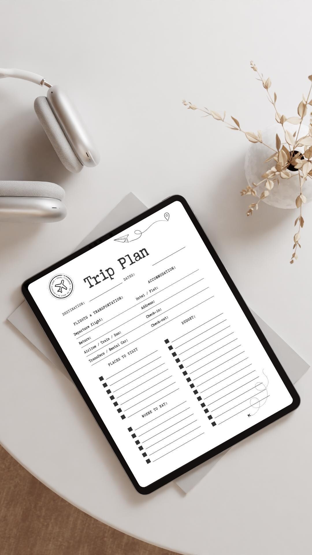 Travel Planner Printable Minimal | Trip Planning Worksheet PDF ...