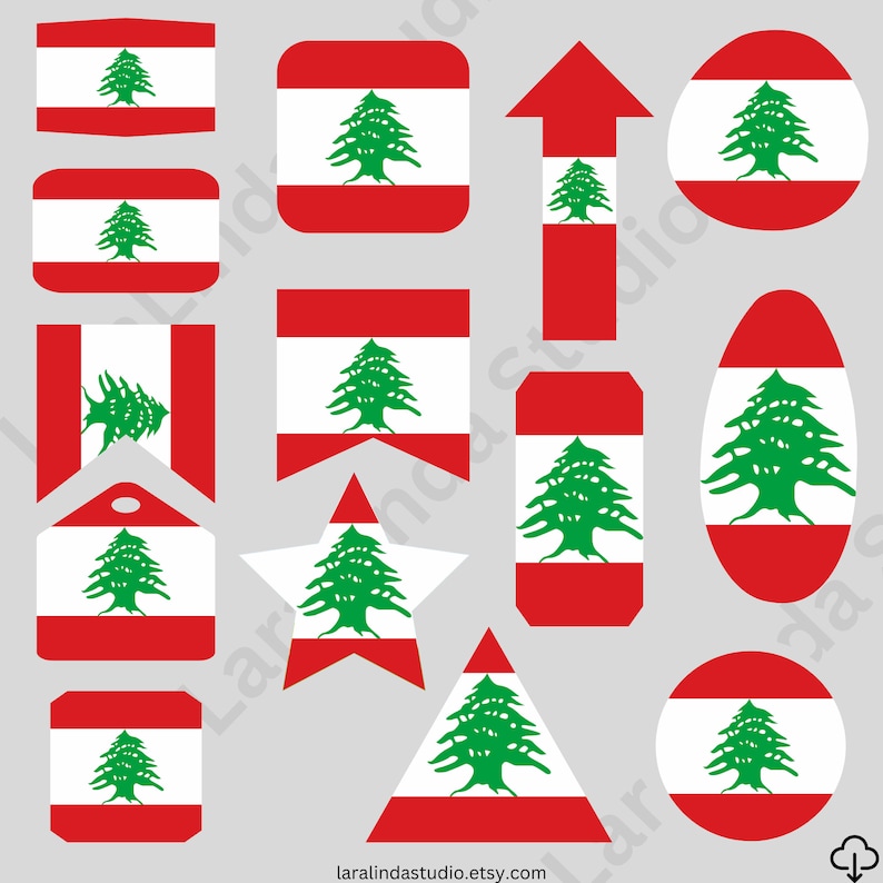 Lebanon Flag Bundle 77 SVG & 77 PNG Printable Files for Ready to Use ...