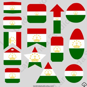 Tajikistan Flag Bundle 77 SVG & 77 PNG Printable Files for Ready to Use ...