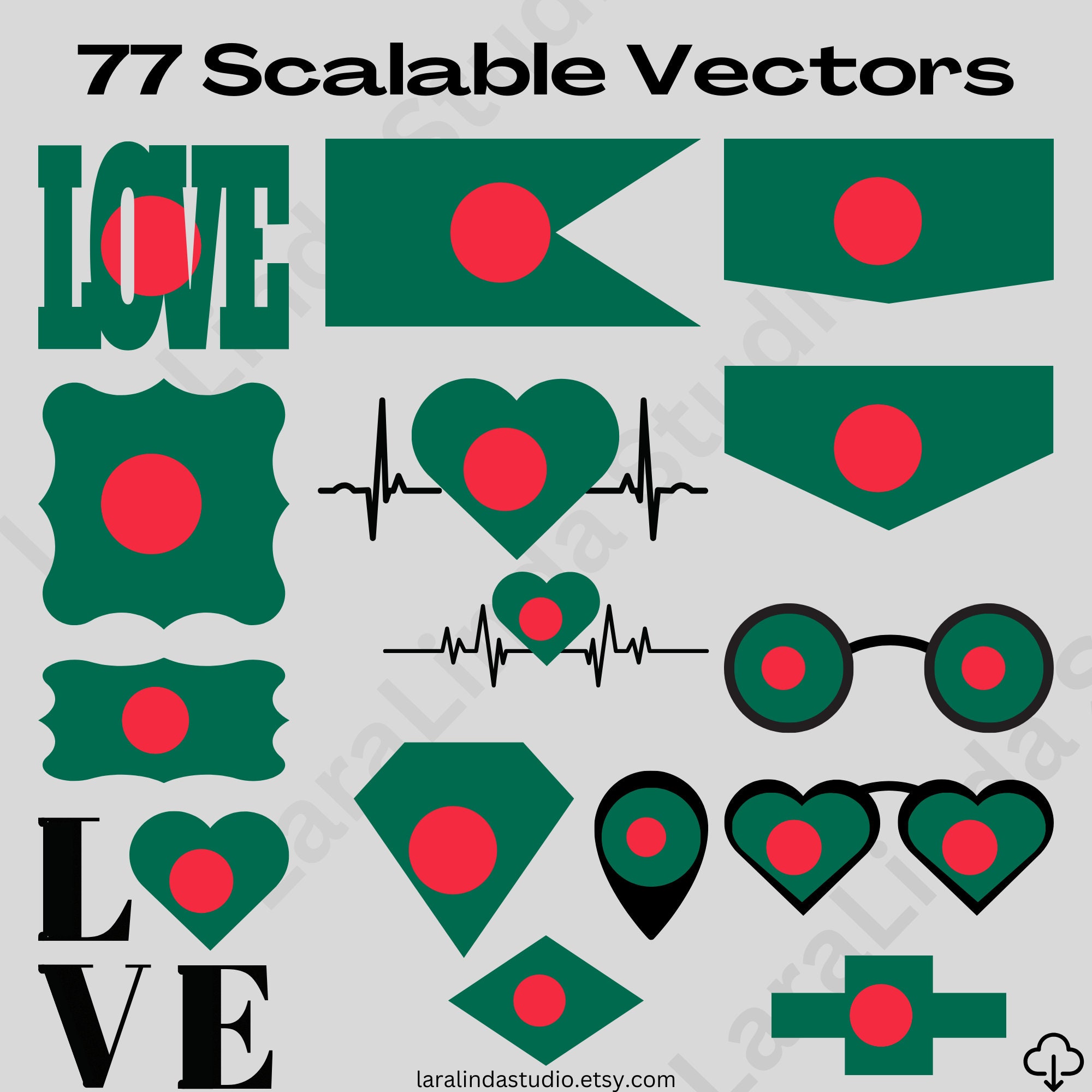 Bangladesh Flag Bundle 77 SVG & 77 PNG Printable Files for Ready to Use ...
