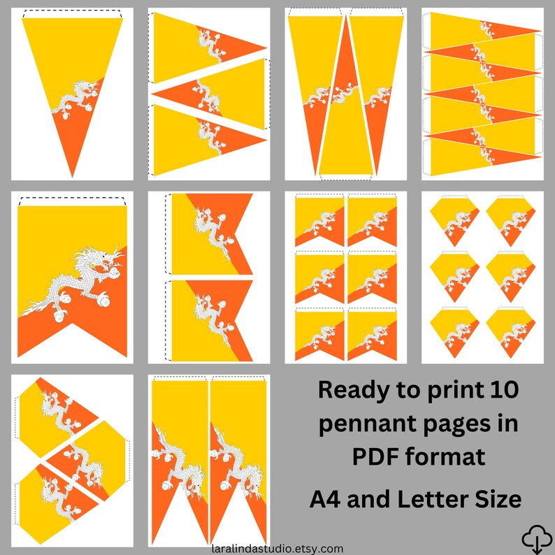Bhutan Flag Bundle 77 SVG & 77 PNG Printable Files for Ready to Use ...