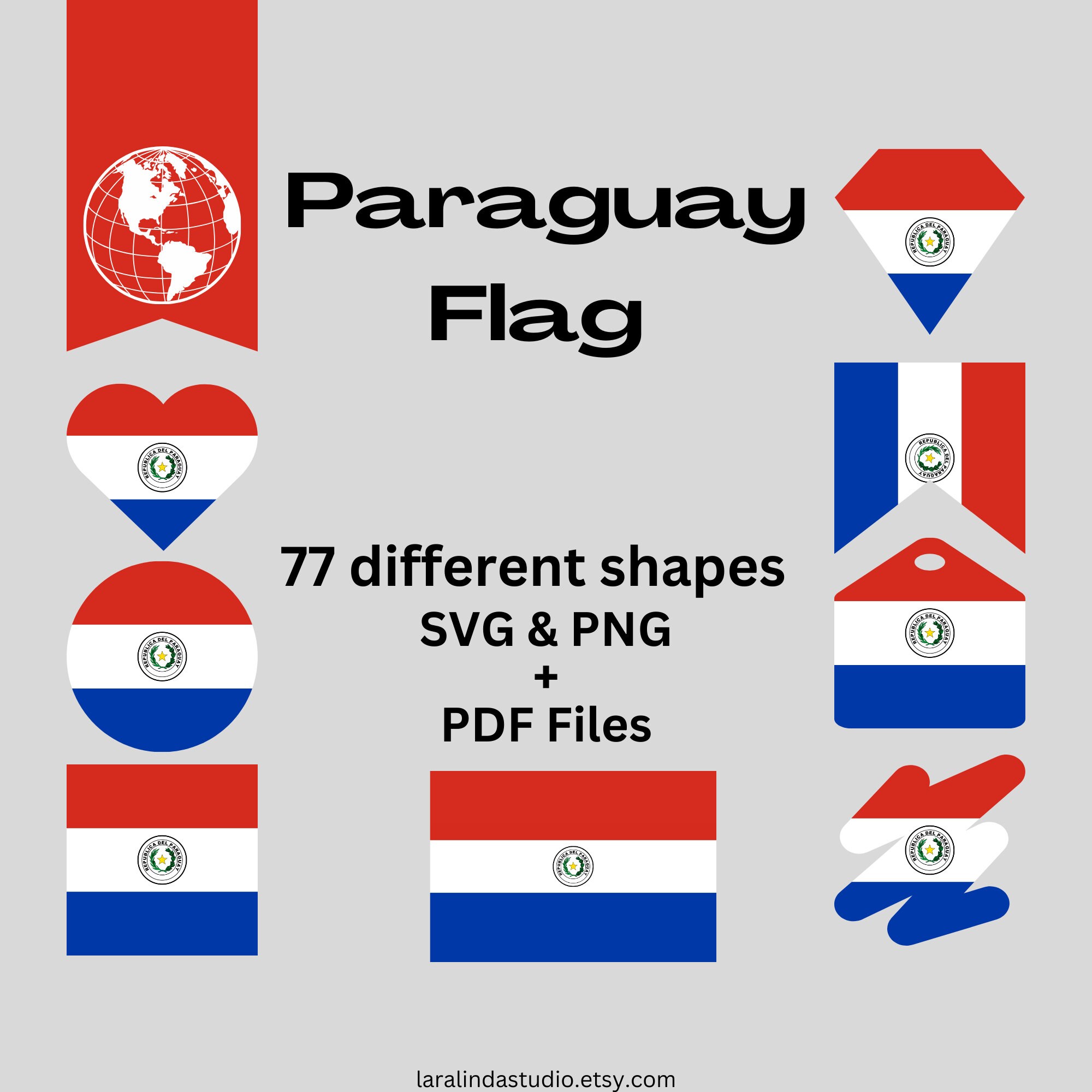 Paraguay Flag Bundle 77 SVG & PNG Printable Files for Ready to Use ...