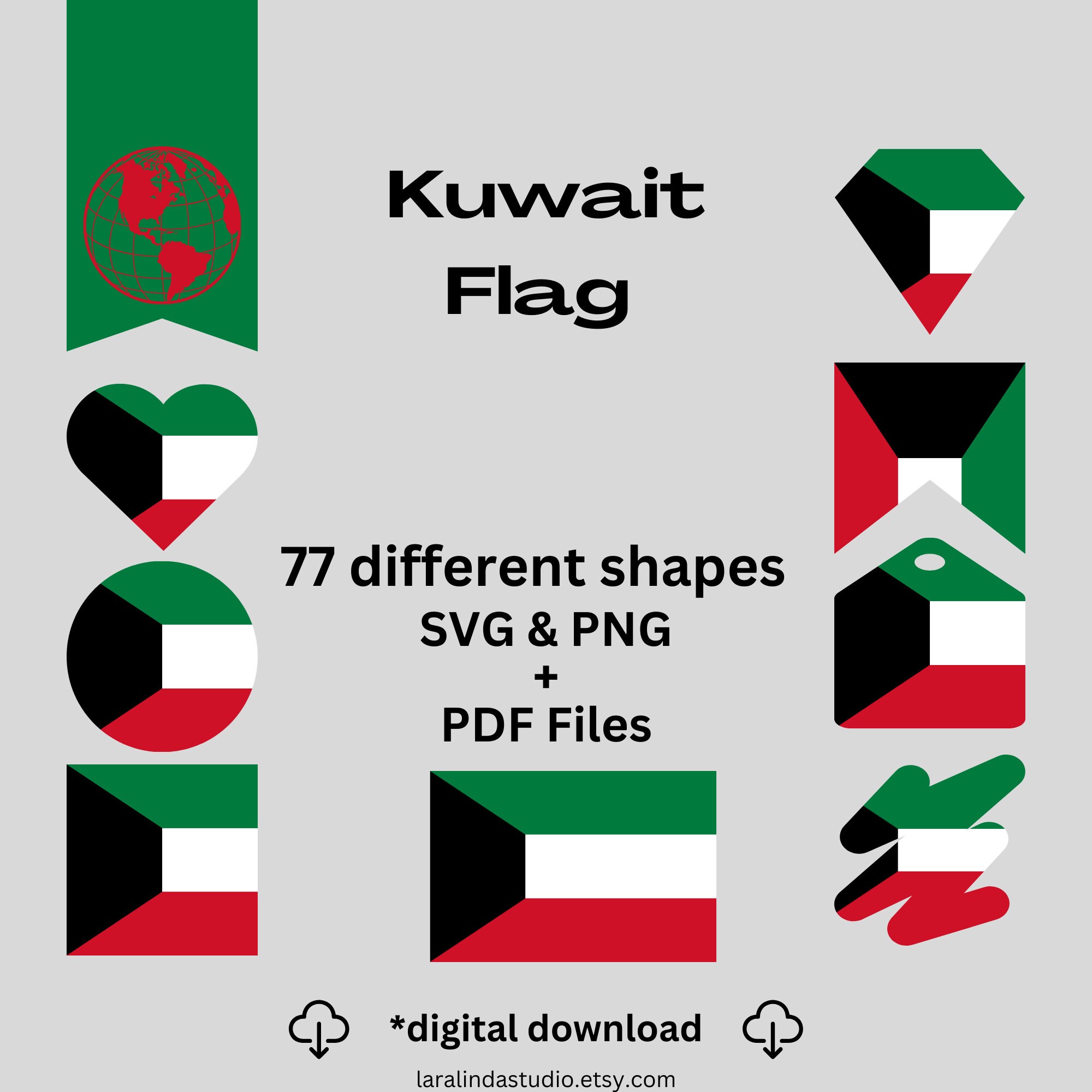 Kuwait Flag Bundle 77 SVG & 77 PNG Printable Files for Ready to Use ...