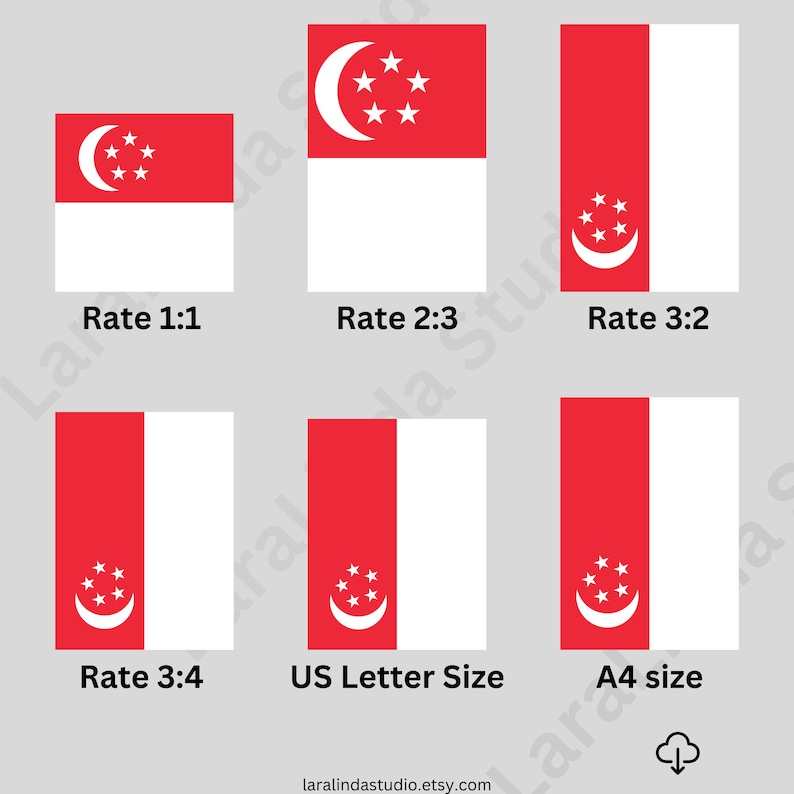 Singapore Flag Bundle 77 SVG & 77 PNG Printable Files for Ready to Use Designs Asia Country Flag ...
