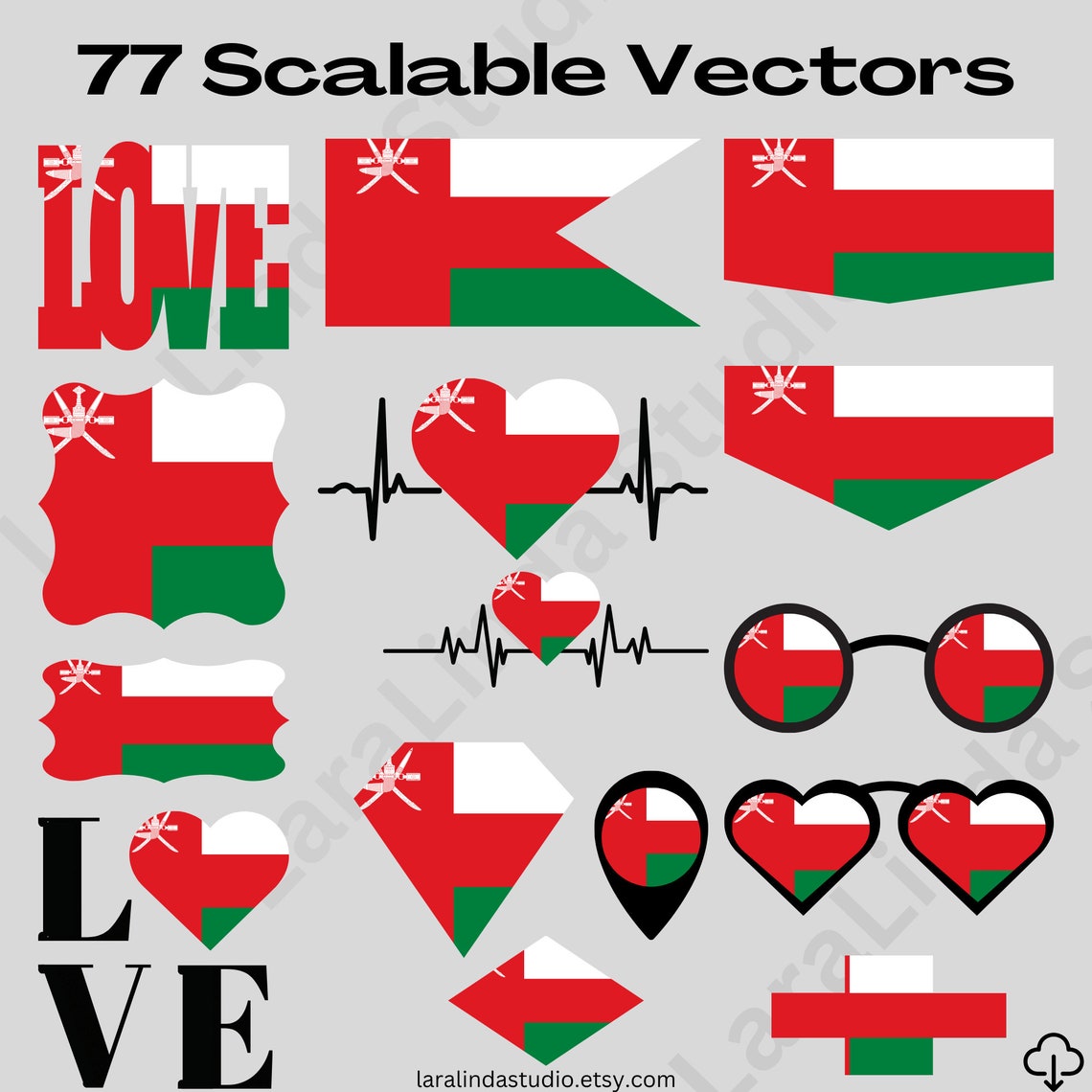 Oman Flag Bundle 77 SVG & 77 PNG Printable Files for Ready to Use ...
