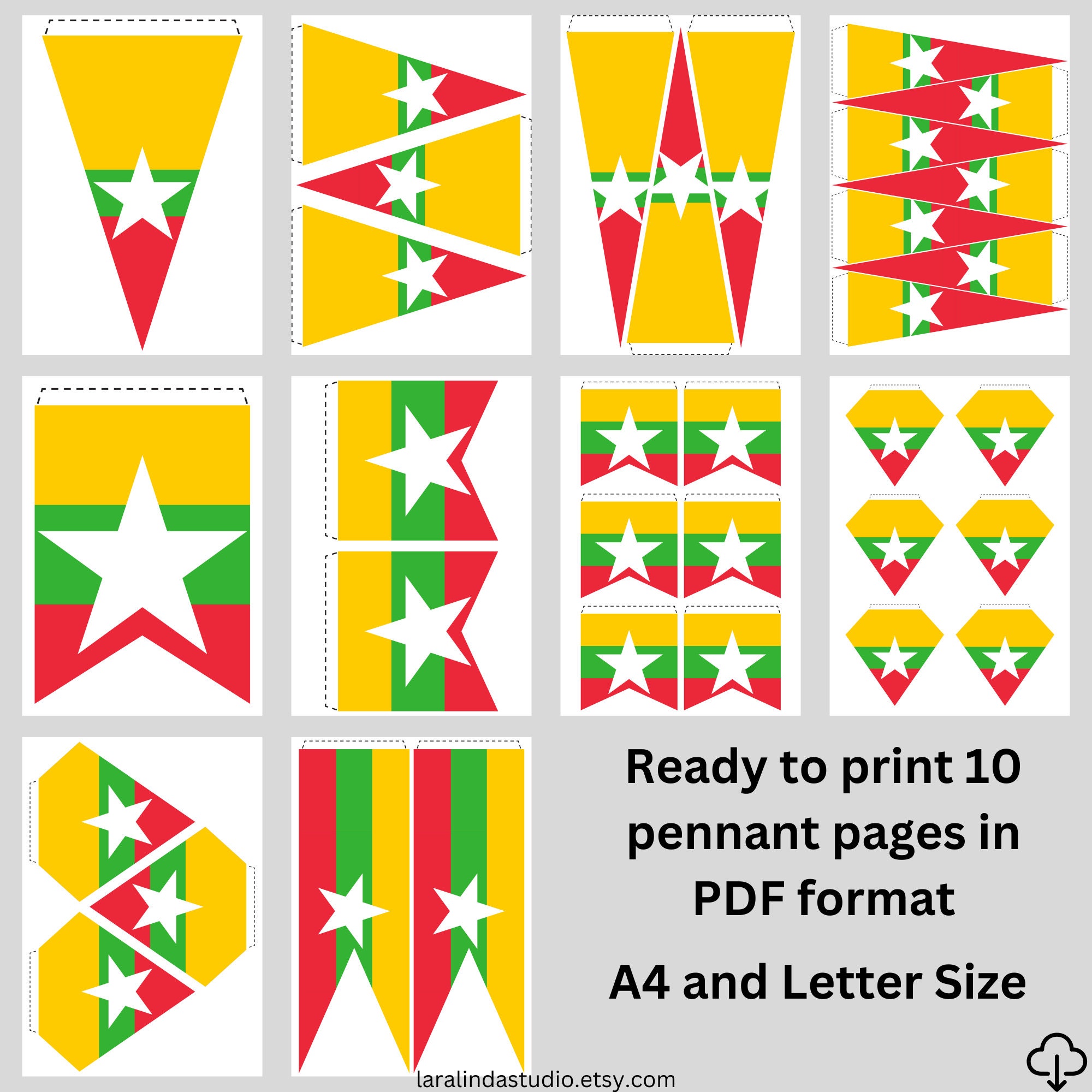 Myanmar Flag Bundle 77 SVG & 77 PNG Printable Files for Ready to Use ...