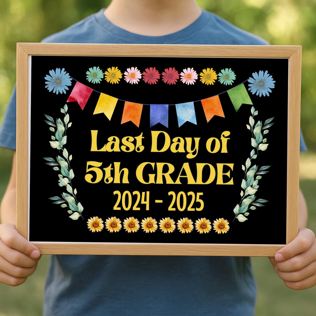 5th Grade Graduation Sign Printable and Pennant Banner 3 Colors Last ...