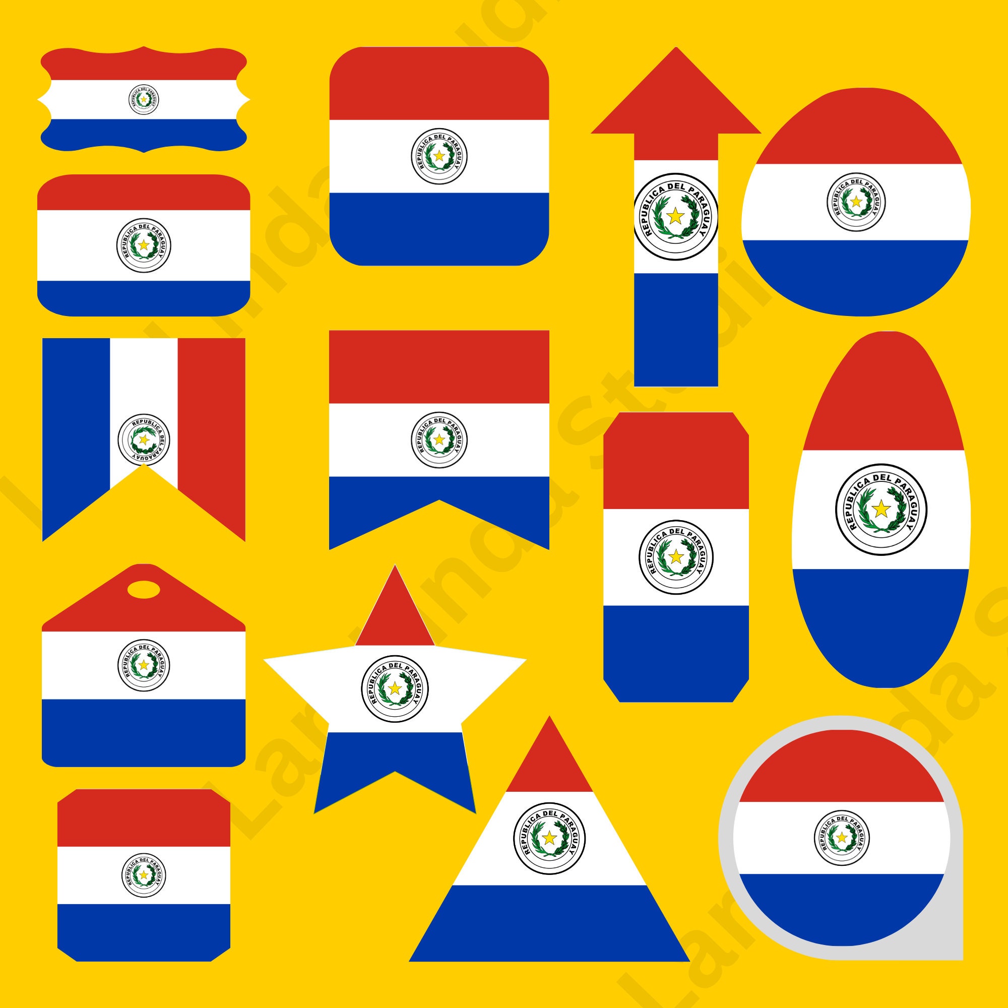Paraguay Flag Bundle 53 SVG PNG Files for Ready to Print South America ...