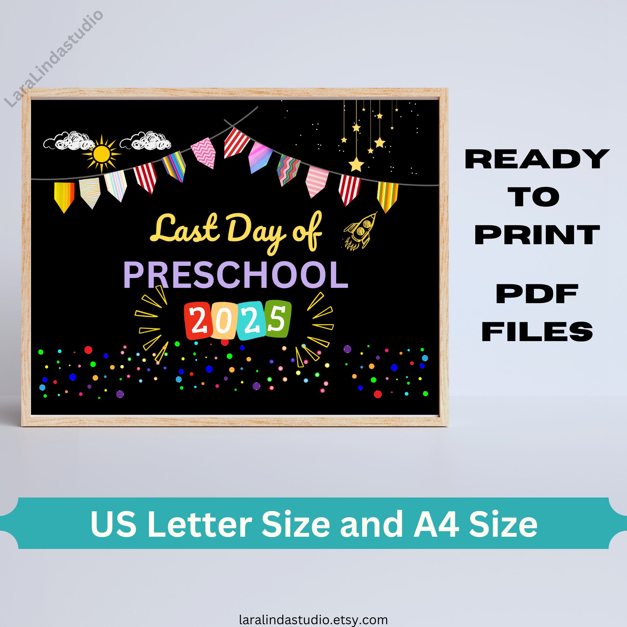 First Day of Preschool & Last Day of Preschool Digital Signs 2024-2025 ...