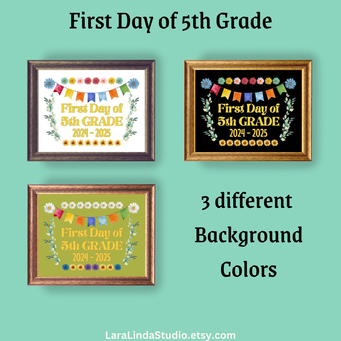 First Day of 5th Grade and Last Day of 5th Grade Signs 2024 2025 School ...